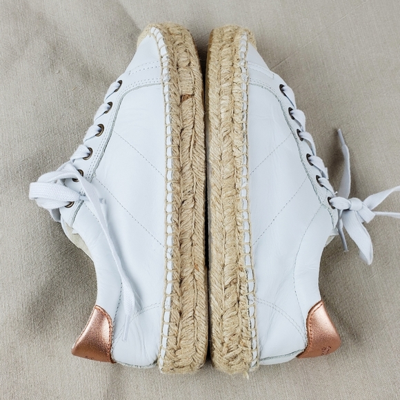 Soludos | Shoes | Soludos White Leather Lace Up Espadrille Sneakers ...